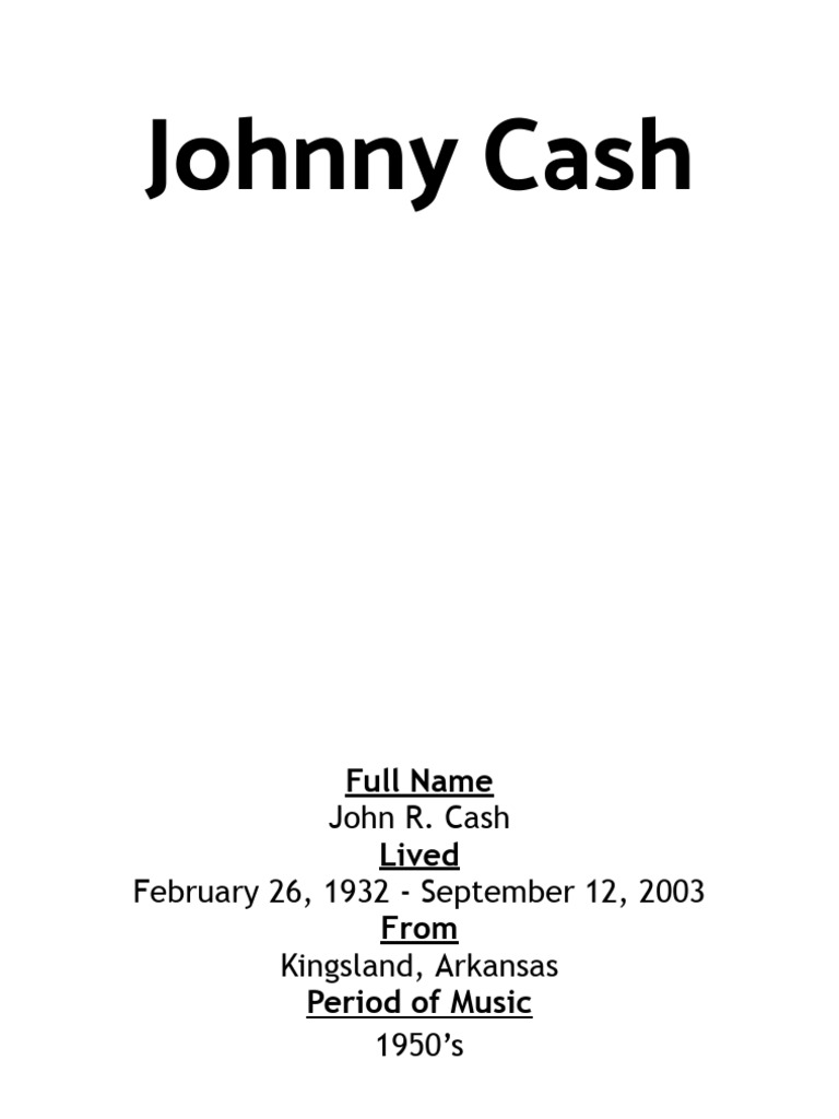 Johnny Cash Bio | PDF