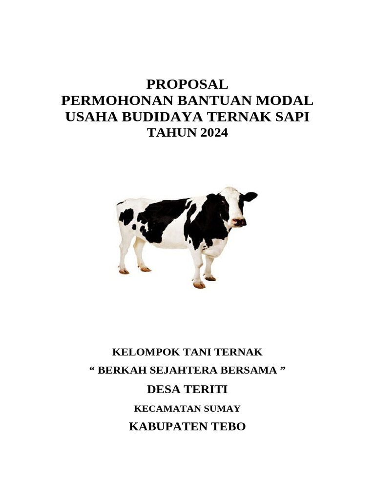Contoh - Proposal - Permohonan - Bantuan - Pengadaan Sapi | PDF