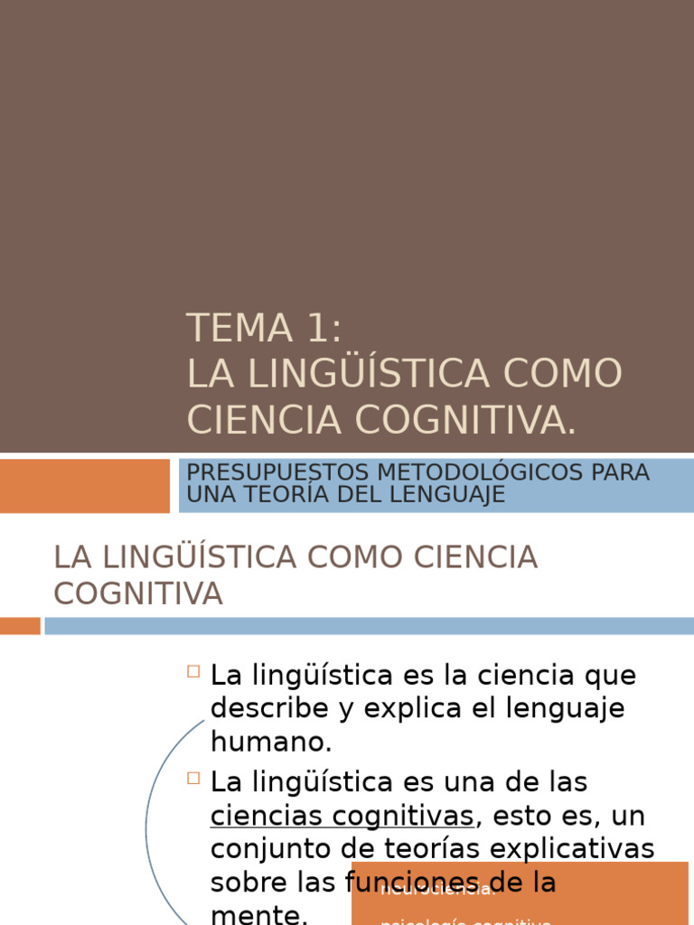 1 La Lingu I Stica Como Ciencia Cognitiva V2021b | PDF