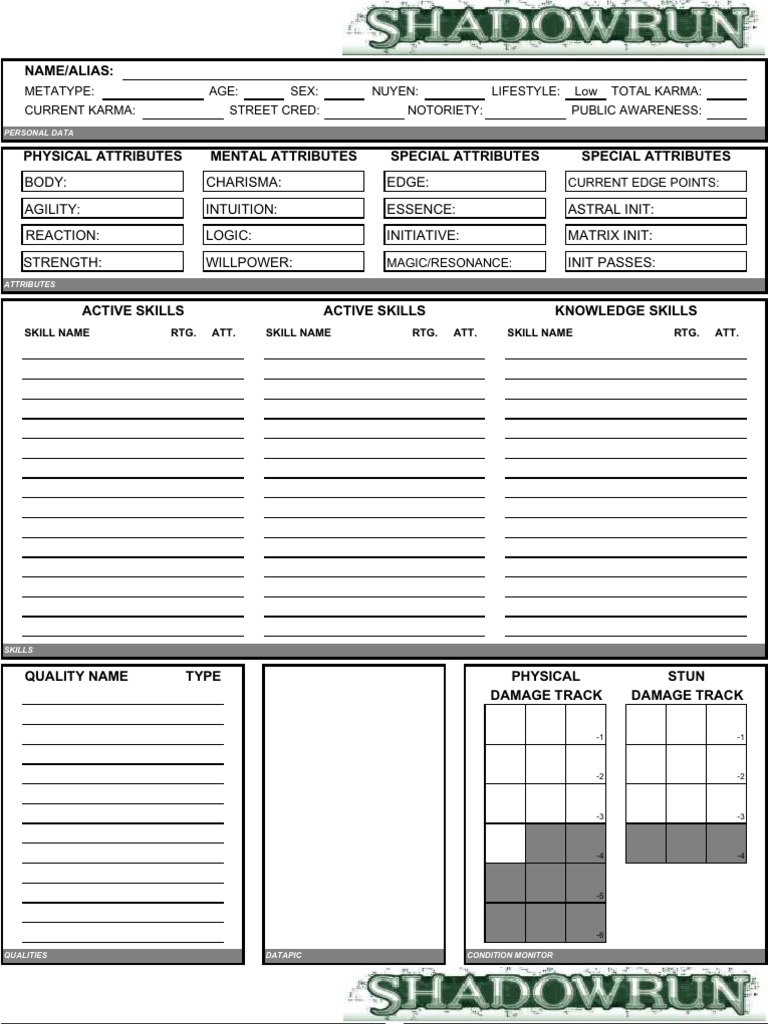 Shadowrun Attribute Overview | PDF