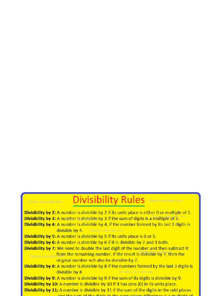 Divisibility Rules | PDF