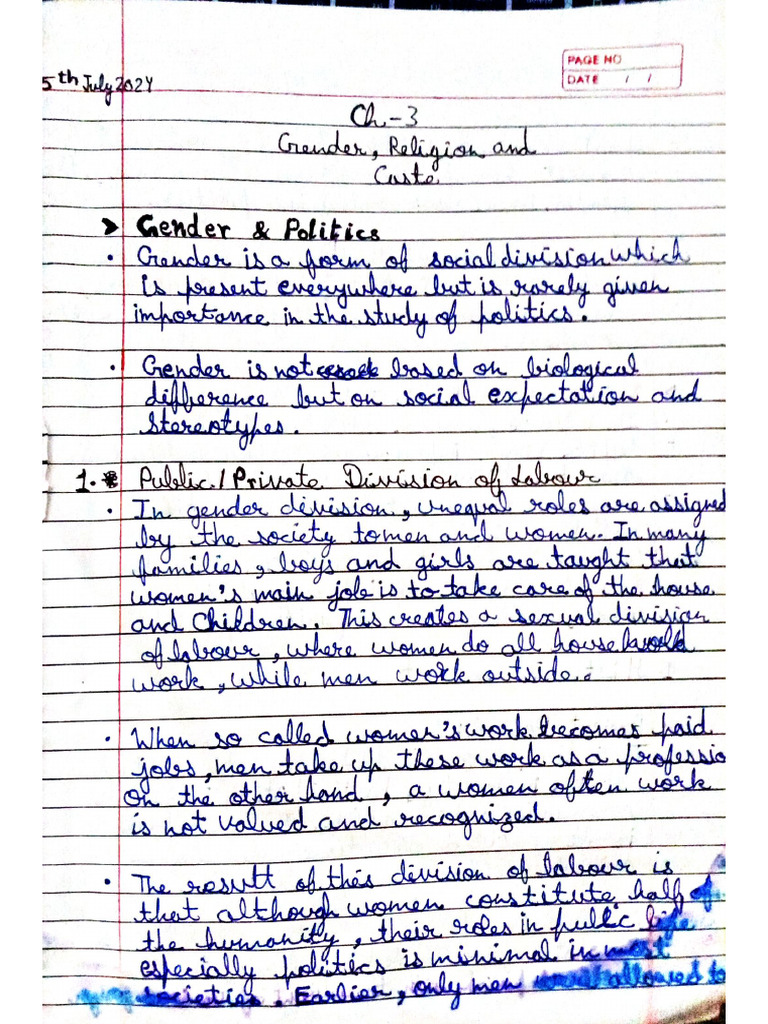 Ch3 class 10th (Gender and politics | PDF