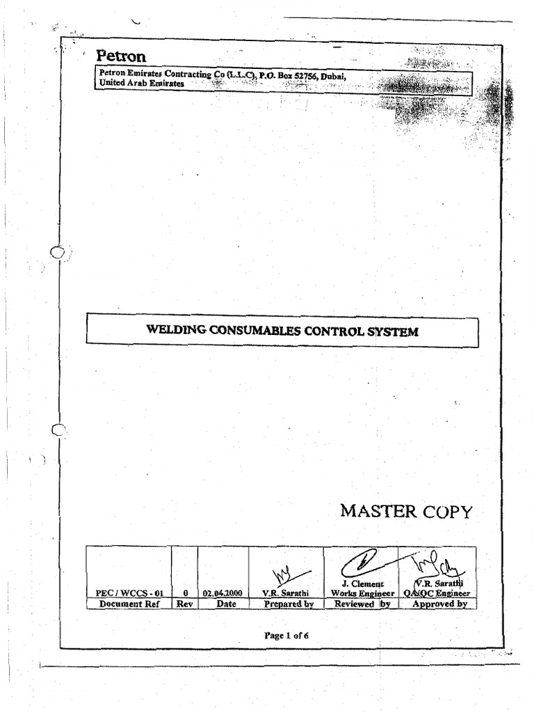 WELDING CONSUMABLES CONTROL SYSTEM | PDF