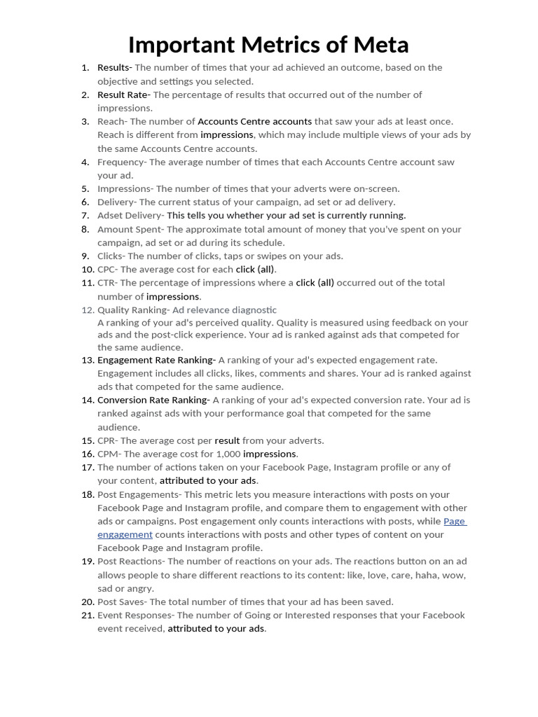 Metrics For Meta | PDF