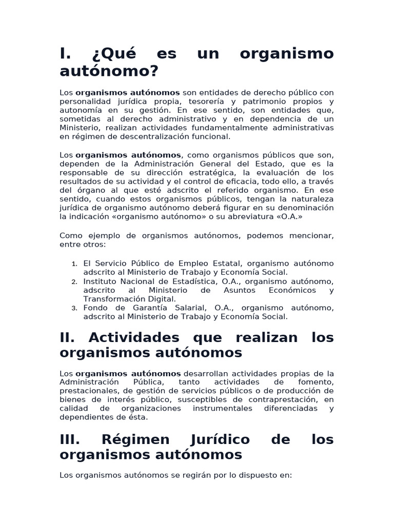 Organismo Autónomo de Derecho Público | PDF