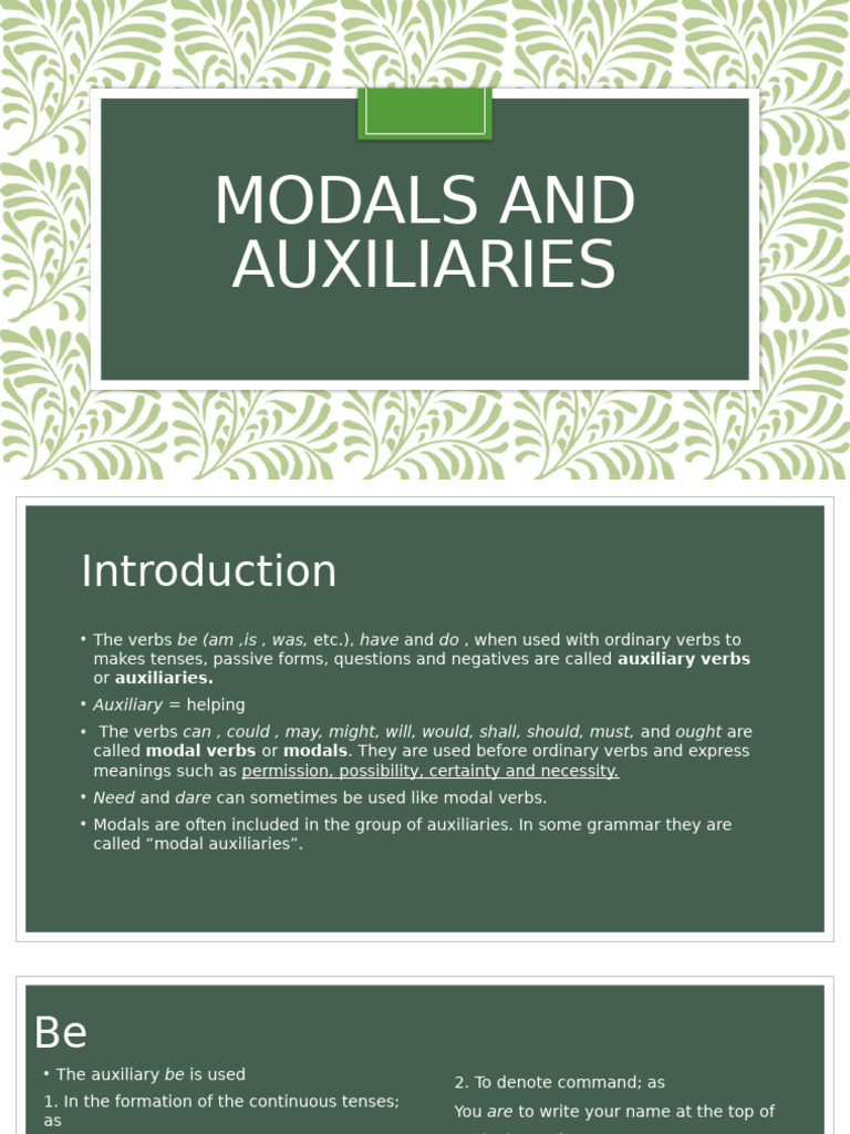 Modals and Auxiliaries - Introduction | PDF