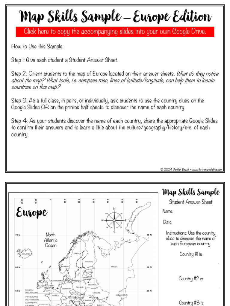 Map Skills Sample Europe | PDF