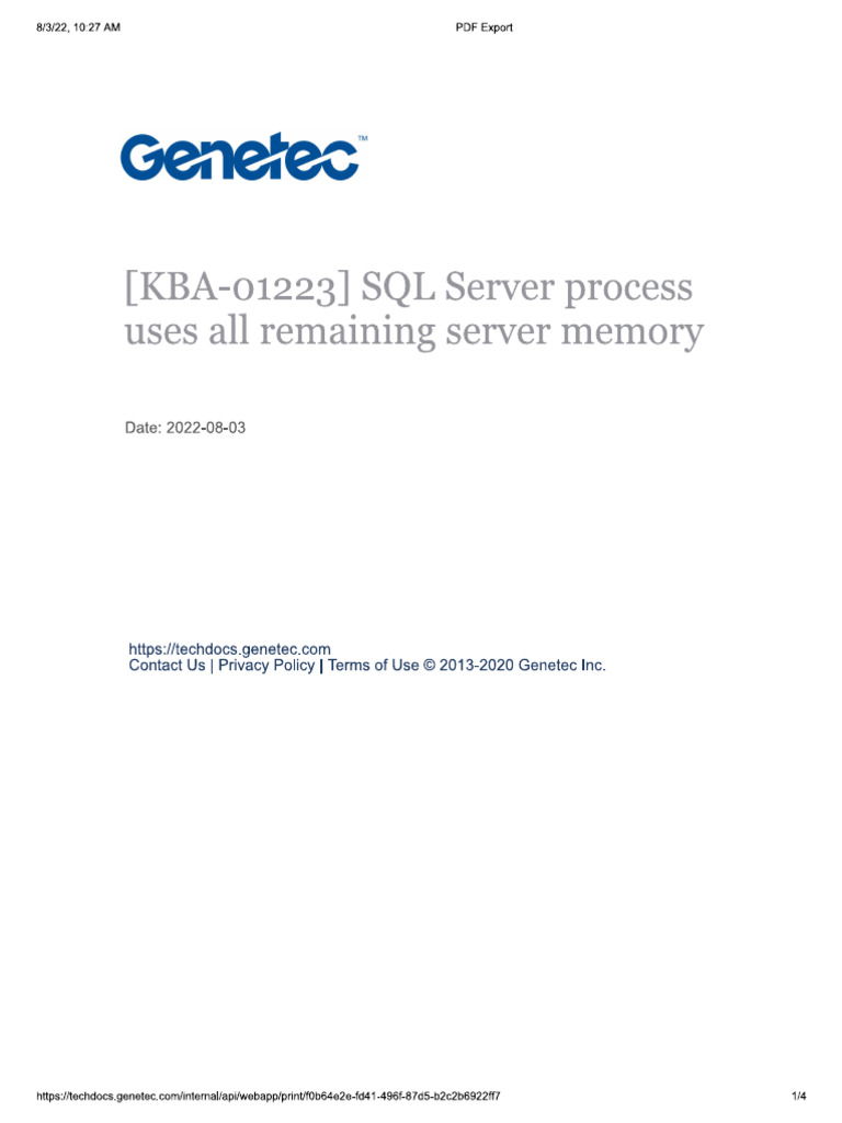 SQL Memory Issue | PDF