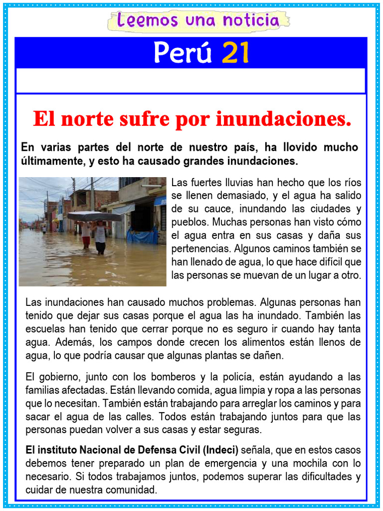 F. Leemos Una Noticia Sobre El Impacto de Un Fenómeno Natural Inundación | PDF