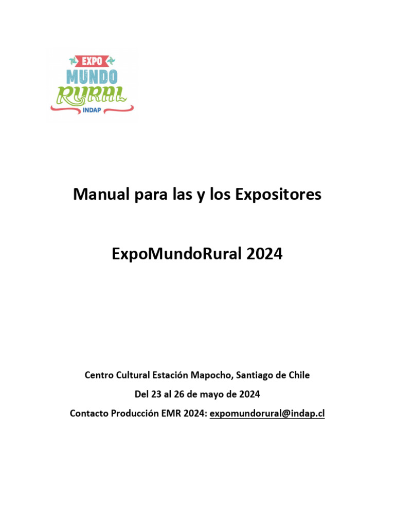Manual Expositores ExpoMundoRural 2024 | PDF