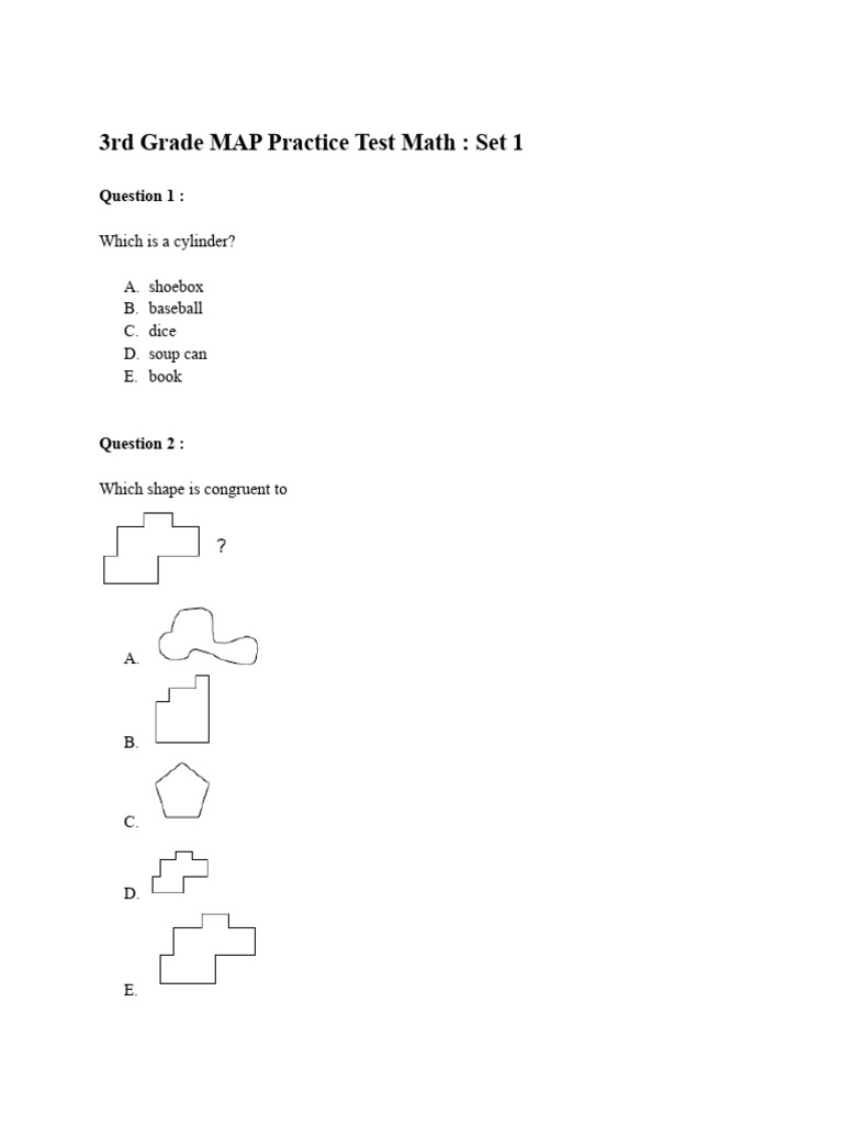 3rd Grade Math MAP Practice Test | PDF