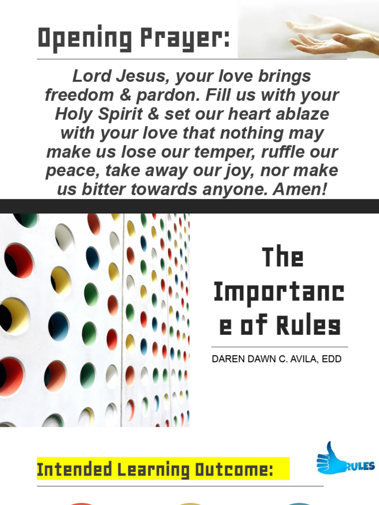 Lesson 1 - The Importance of Rules | PDF