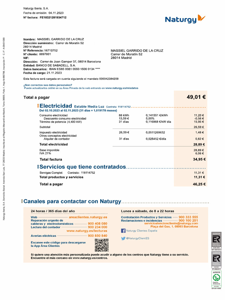 Naturgy Factura | PDF