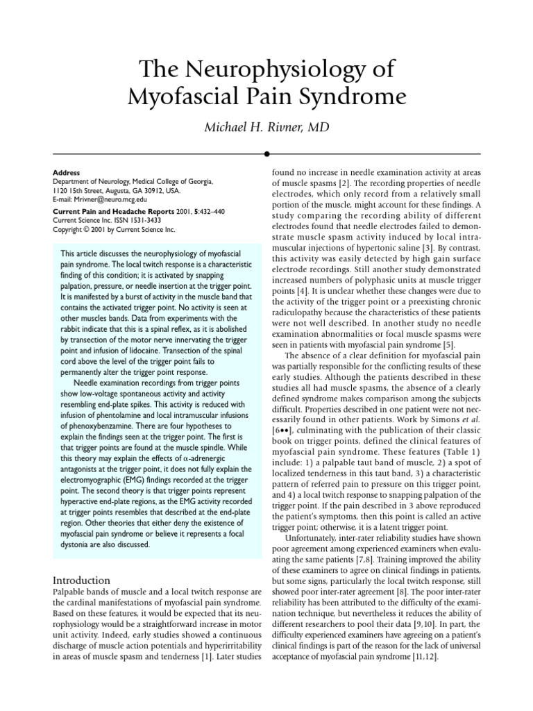The Neurophysiology of Myofascial Pain S | PDF