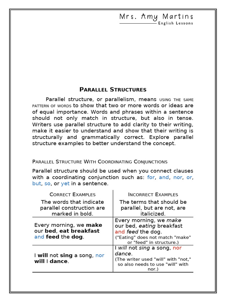 Parallel Structures | PDF