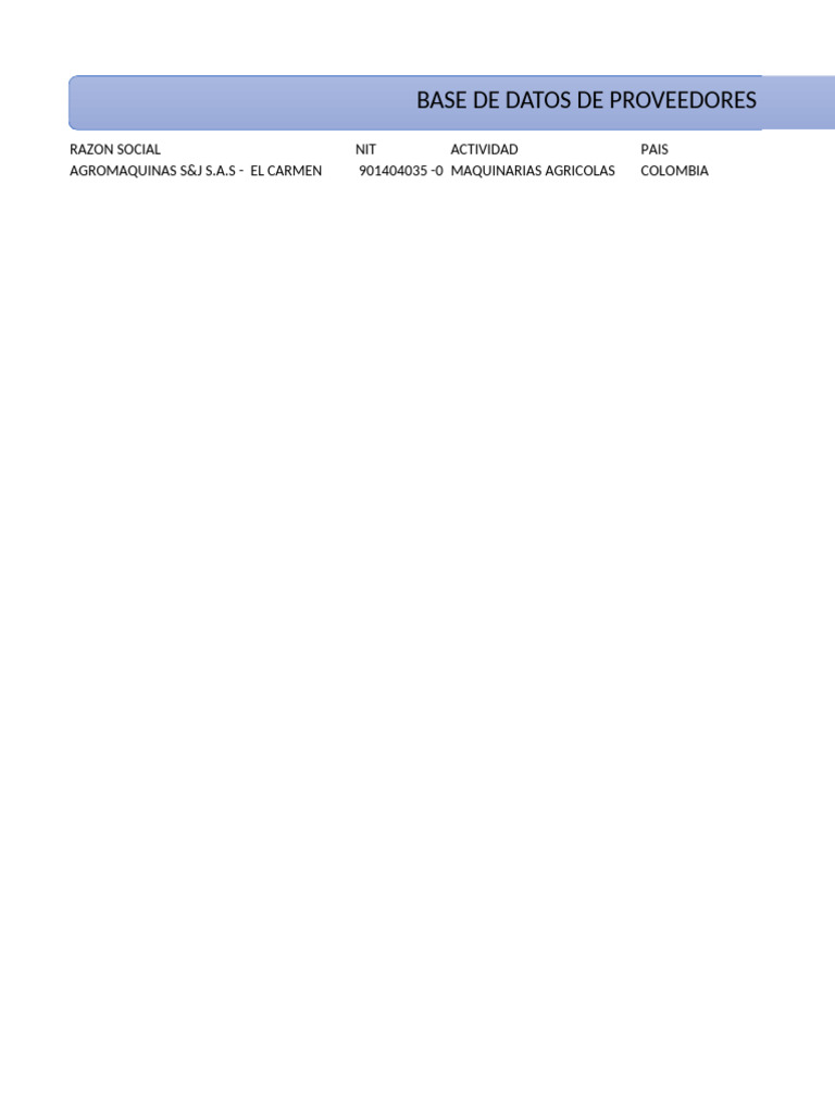 Base de Datos de Proveedores | PDF