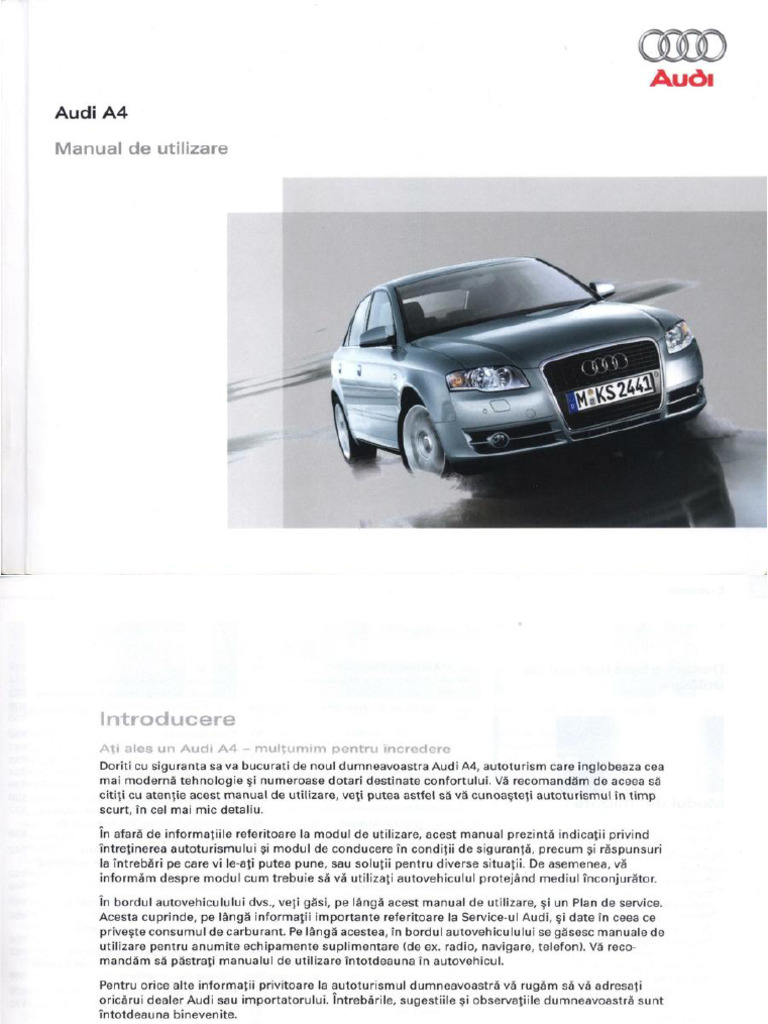 Manual Utilizare Audi A4 b7 An 2004 2008 PDF Free | PDF