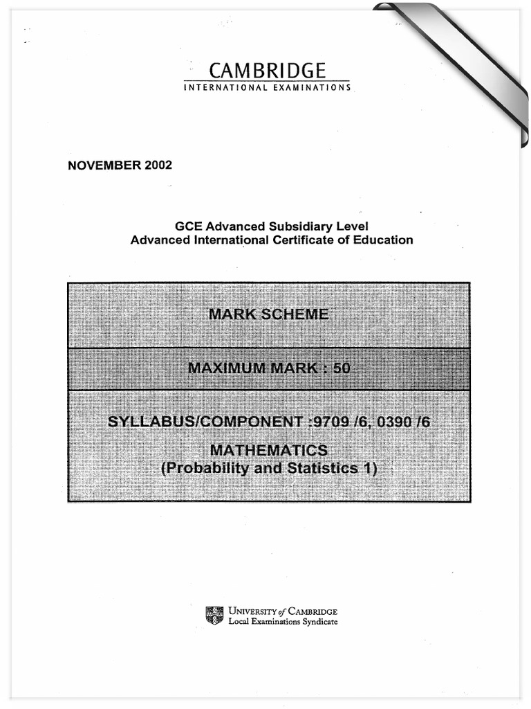 Mathamatics paper 6 marking scheme 2002 | PDF