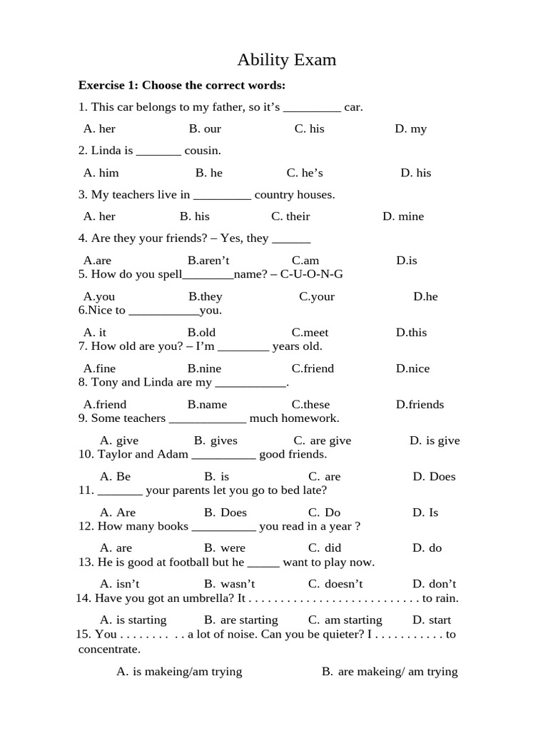 Ability Exam | PDF