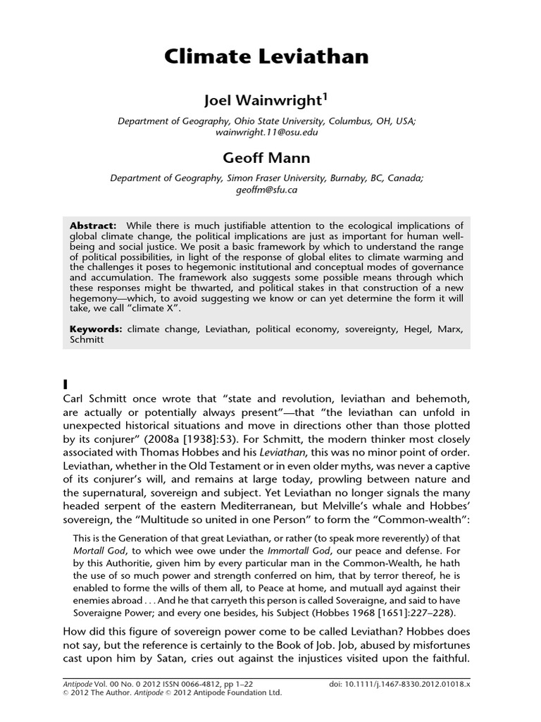 Climate Leviathan Wainwright | PDF