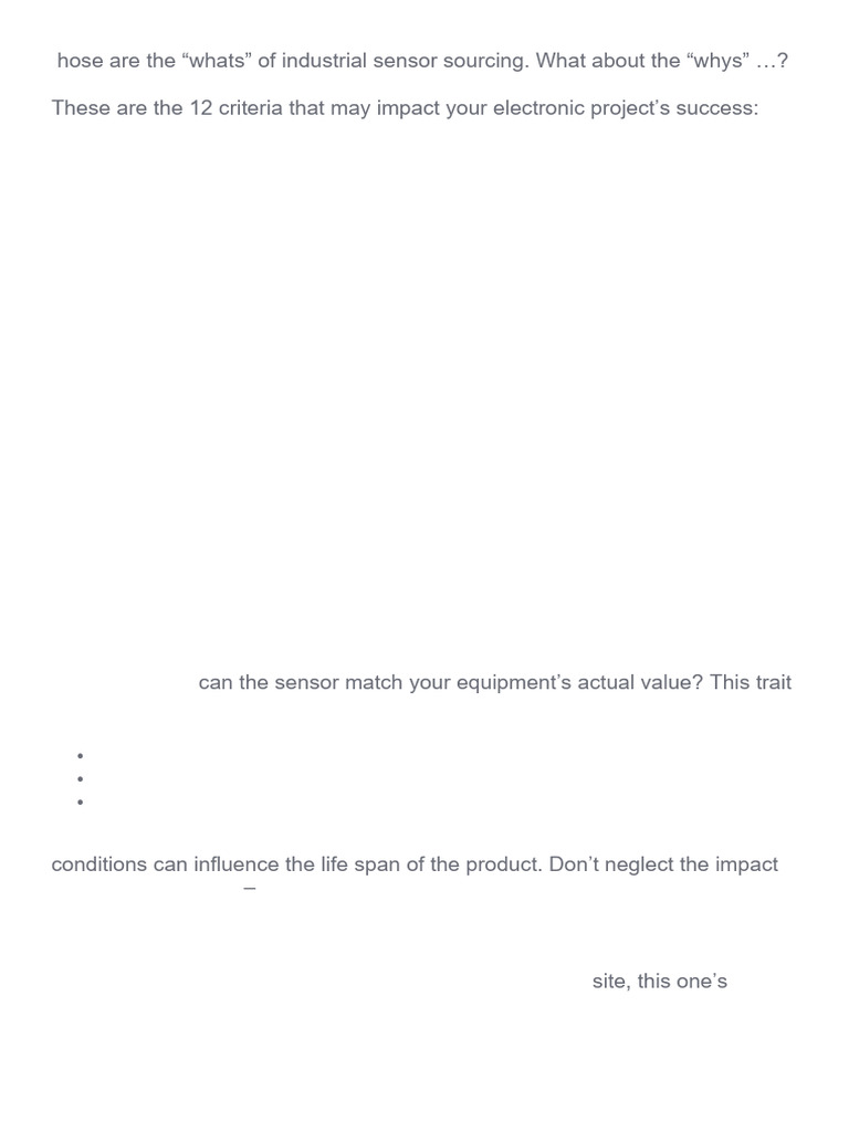 sensor selection | PDF