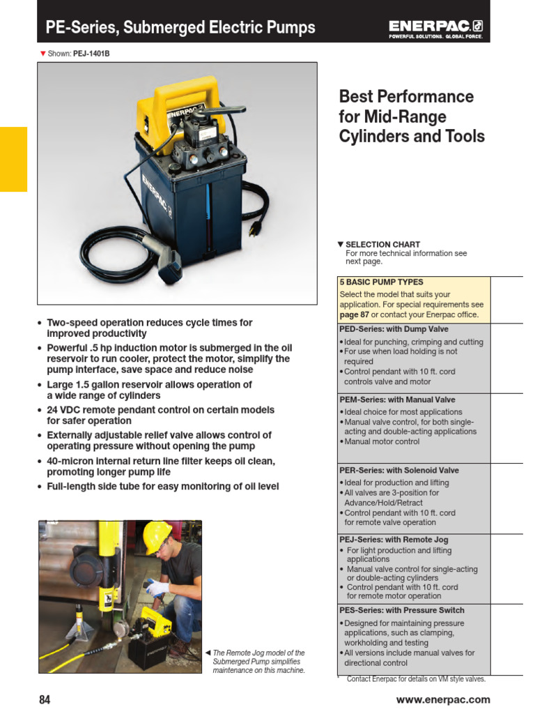 Enerpac Pej1201b Spec Sheet | PDF