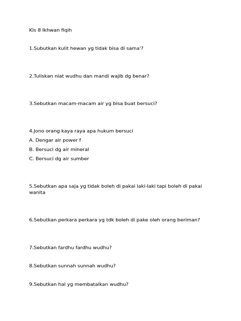Soal Kls 8 Ikwan | PDF