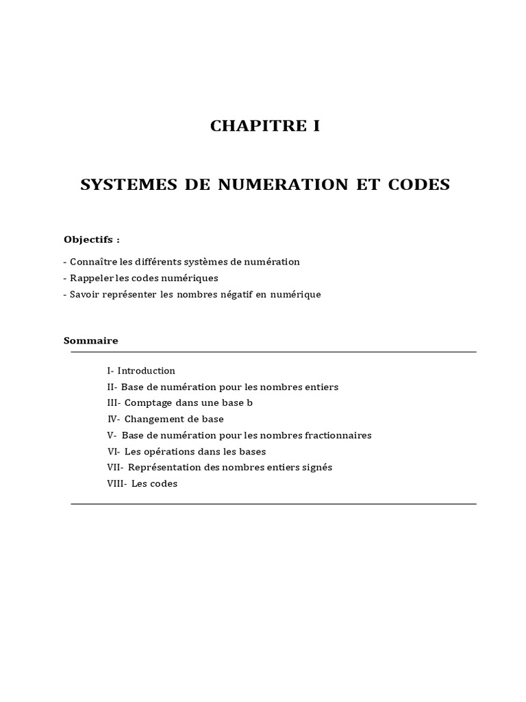 CHAPITRE 1 Sys Log Arch LCS1 Systèmes de Numération 2024-2025 | PDF