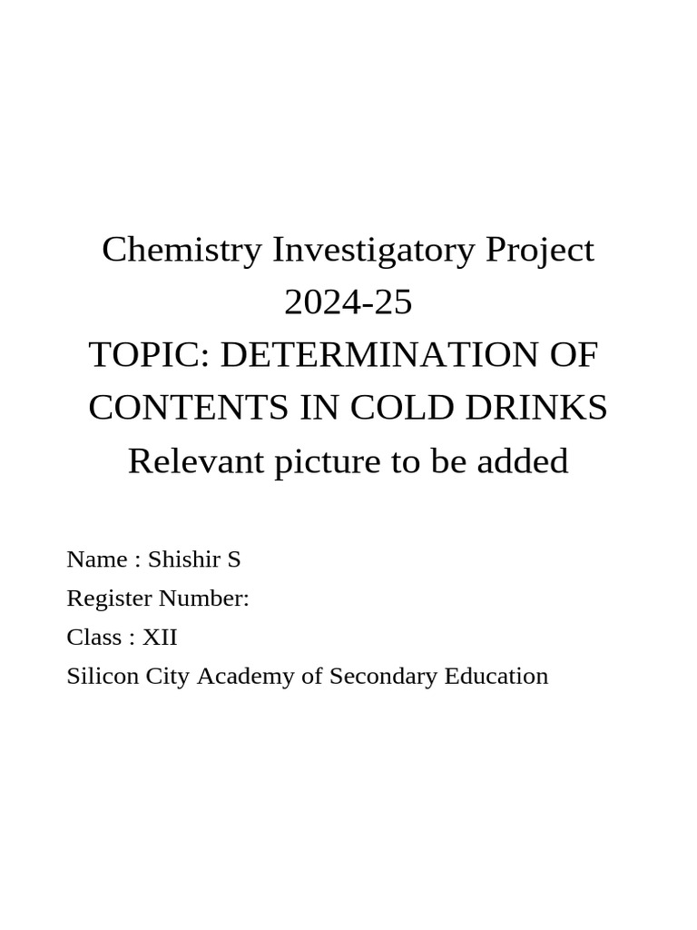 Chemistry Project Template | PDF