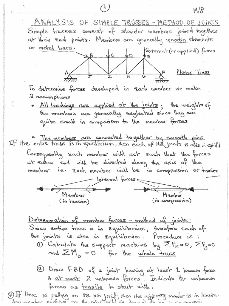 Analysis of simple trusses – Method of Joints | PDF Analysis of simple trusses – Method of Joints | PDF