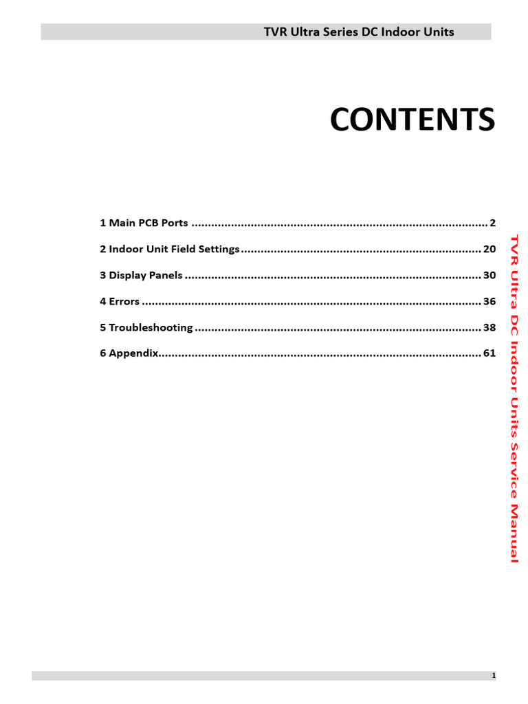 TVR Ultra Indoor Units Service Manual | PDF