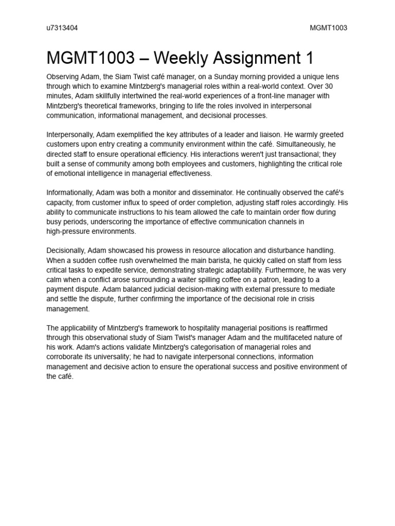 Weekly Assignment 1 | PDF