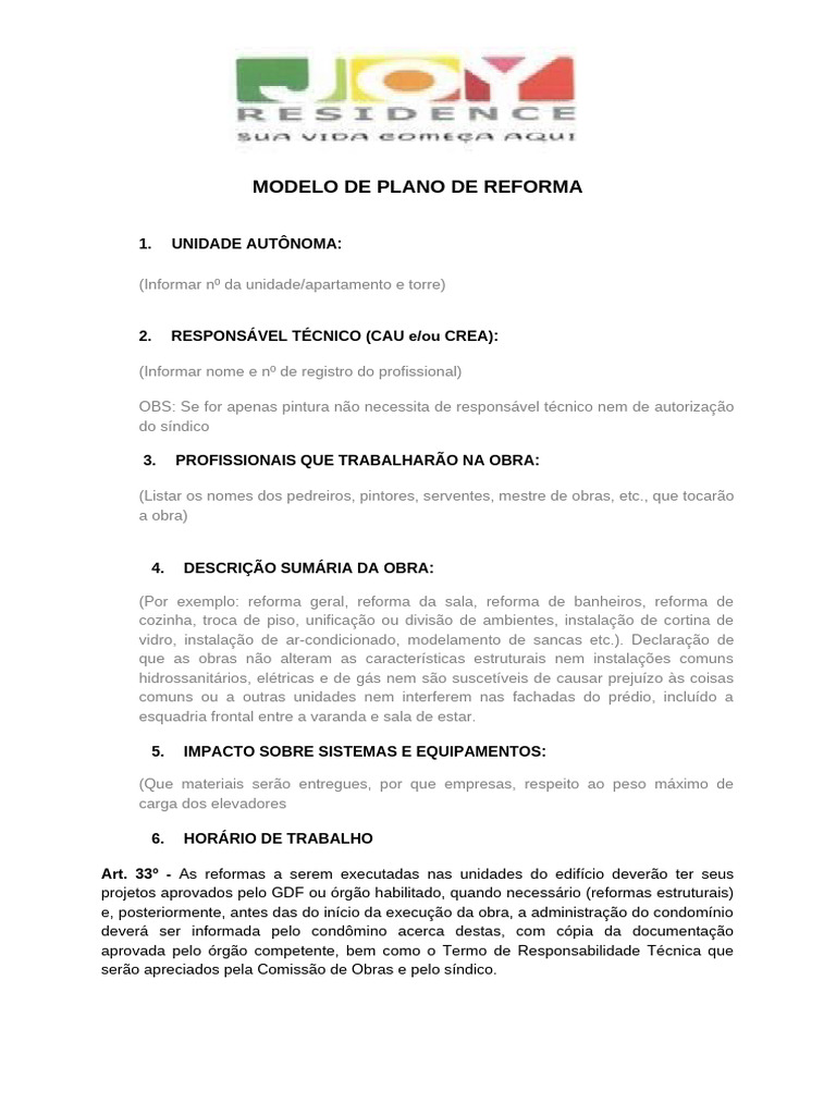 Plano de reforma | PDF