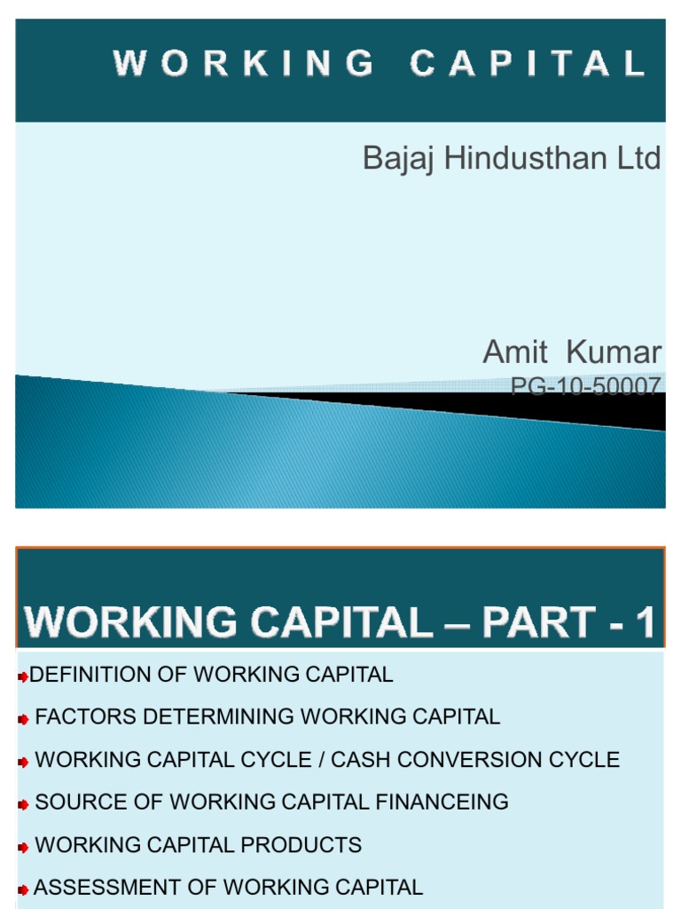 Working Capital Ppt | Working Capital | Credit (Finance)