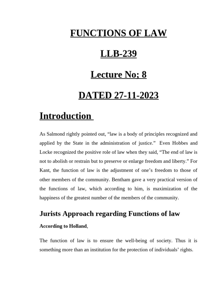 FUNCTIONS OF LAW | PDF