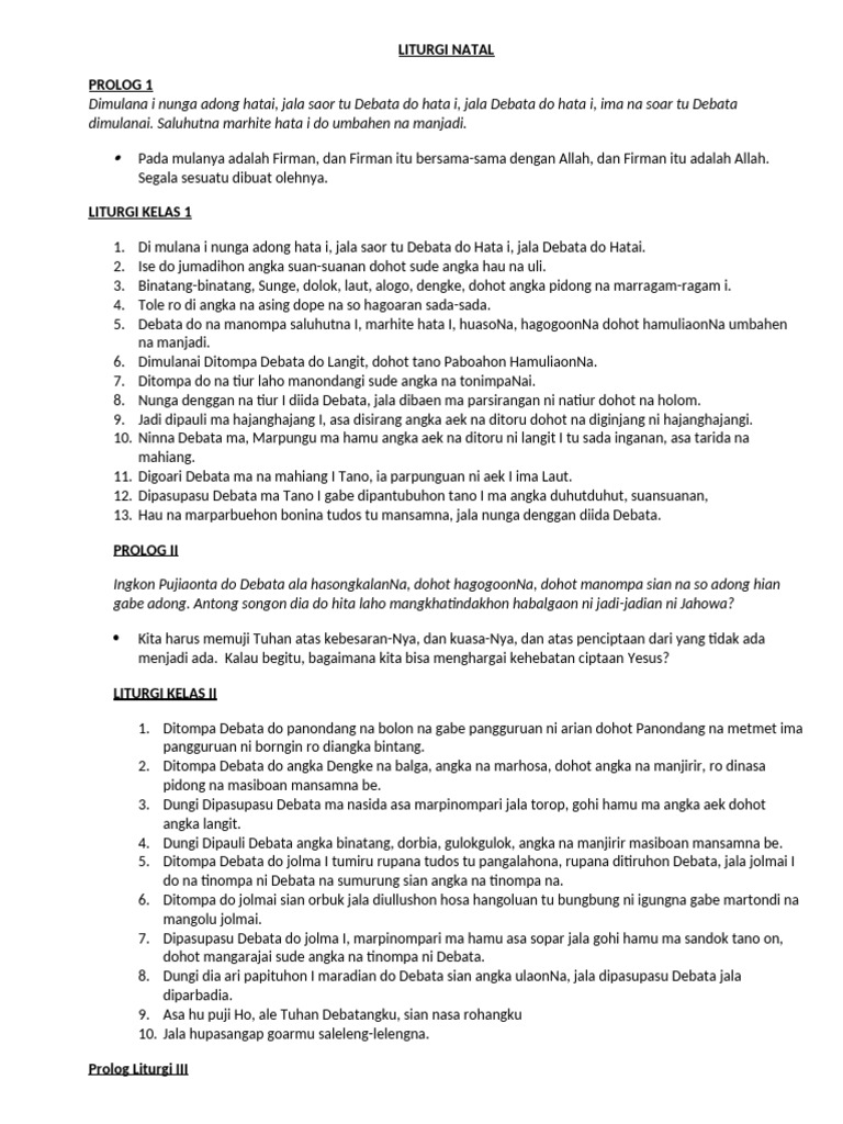 Liturgi Bahasa Batak | PDF