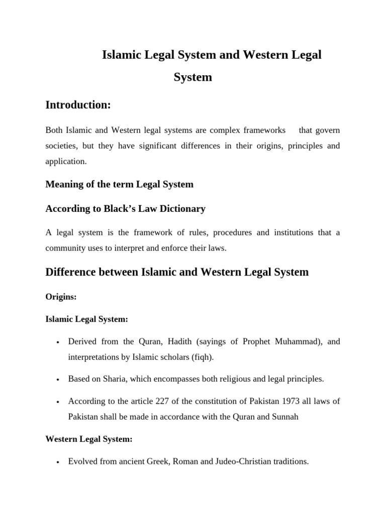 Islamic Legal System and Western Legal System | PDF