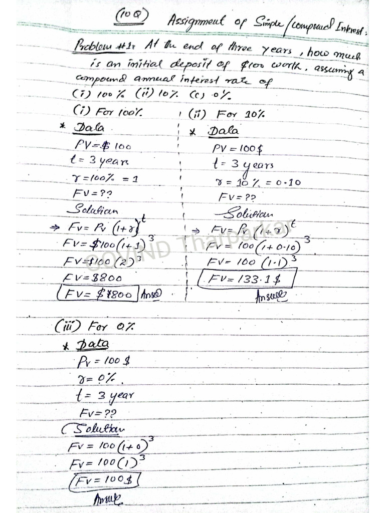 10 Solved Q of Compound Interest Assignment | PDF