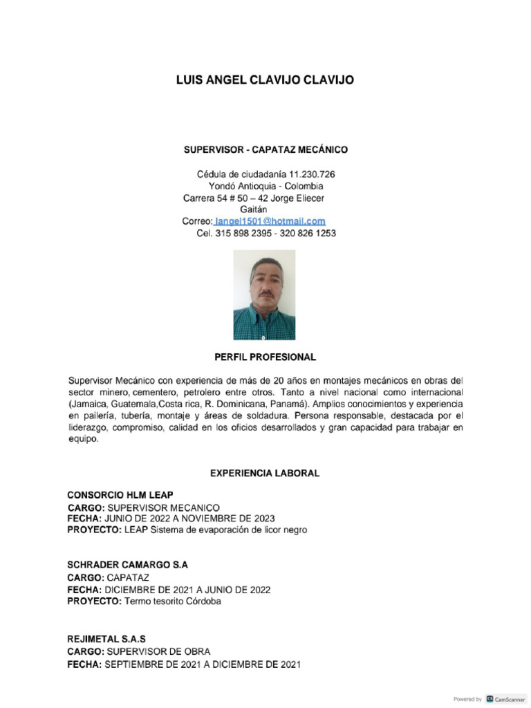 Hoja de Vida Luis Clavijo Actualizada-Yondo | PDF