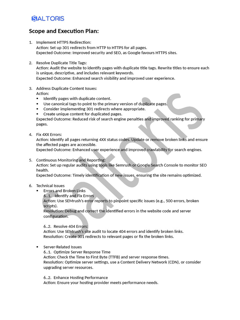 Scope and Execution Plan | PDF