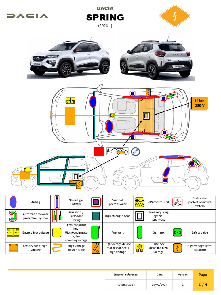 Dacia Spring Hatchback 2024 5d Electric EN | PDF | High Voltage | Airbag