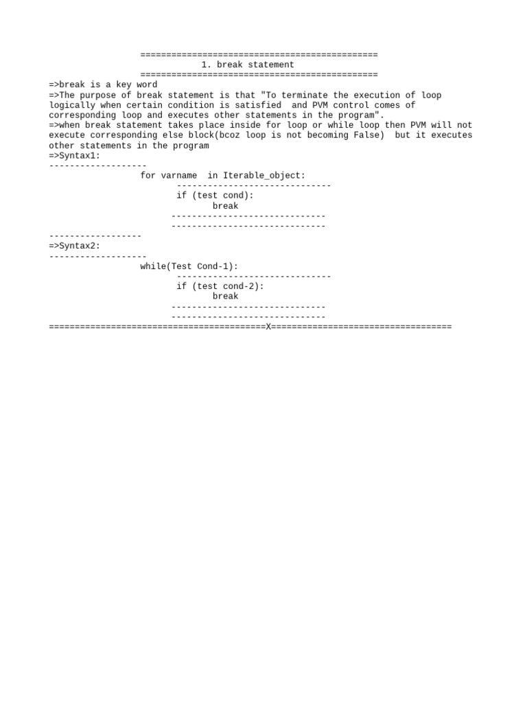 Break Statement | PDF