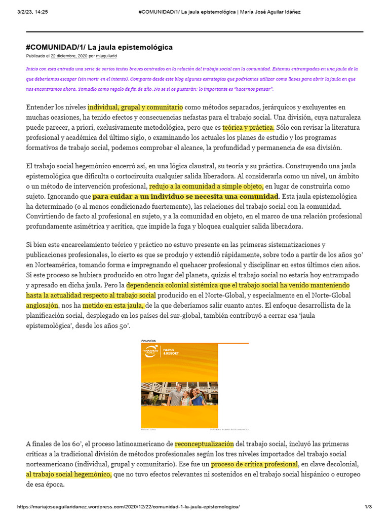 #COMUNIDAD - 1 - La Jaula Epistemológica - María José Aguilar Idáñez | PDF