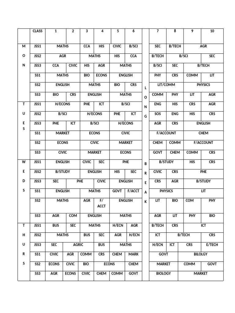 Time Table | PDF