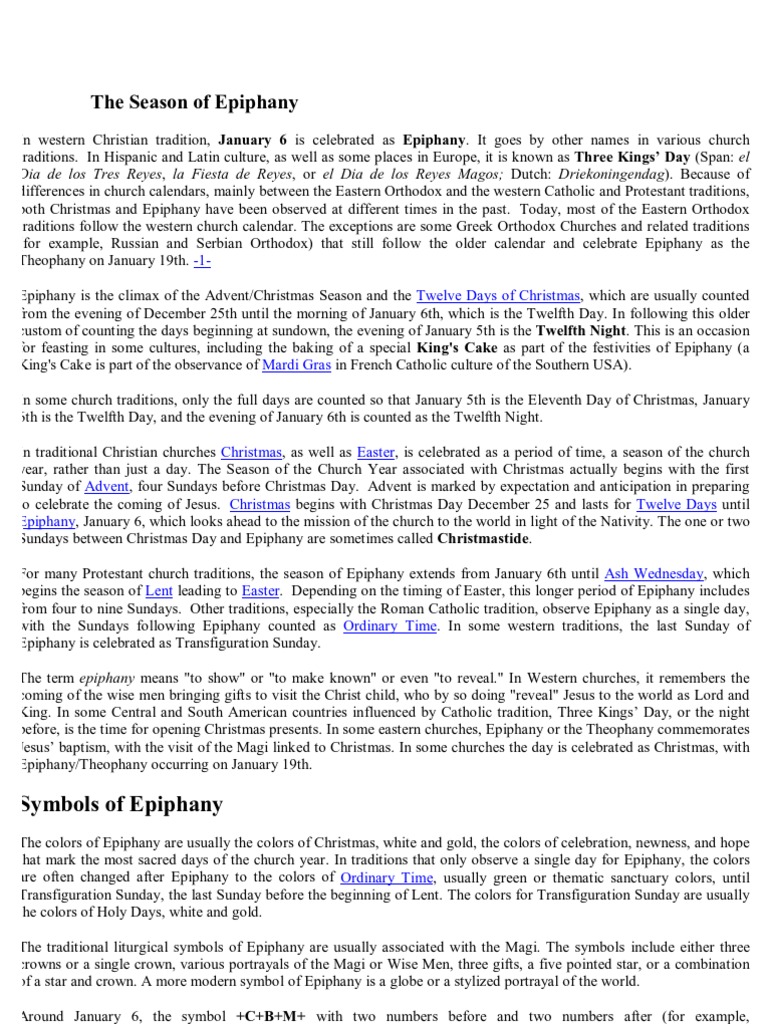 The Season Of Epiphany Pdf Biblical Magi Christmas