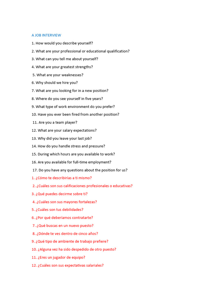 A Job Interview | PDF