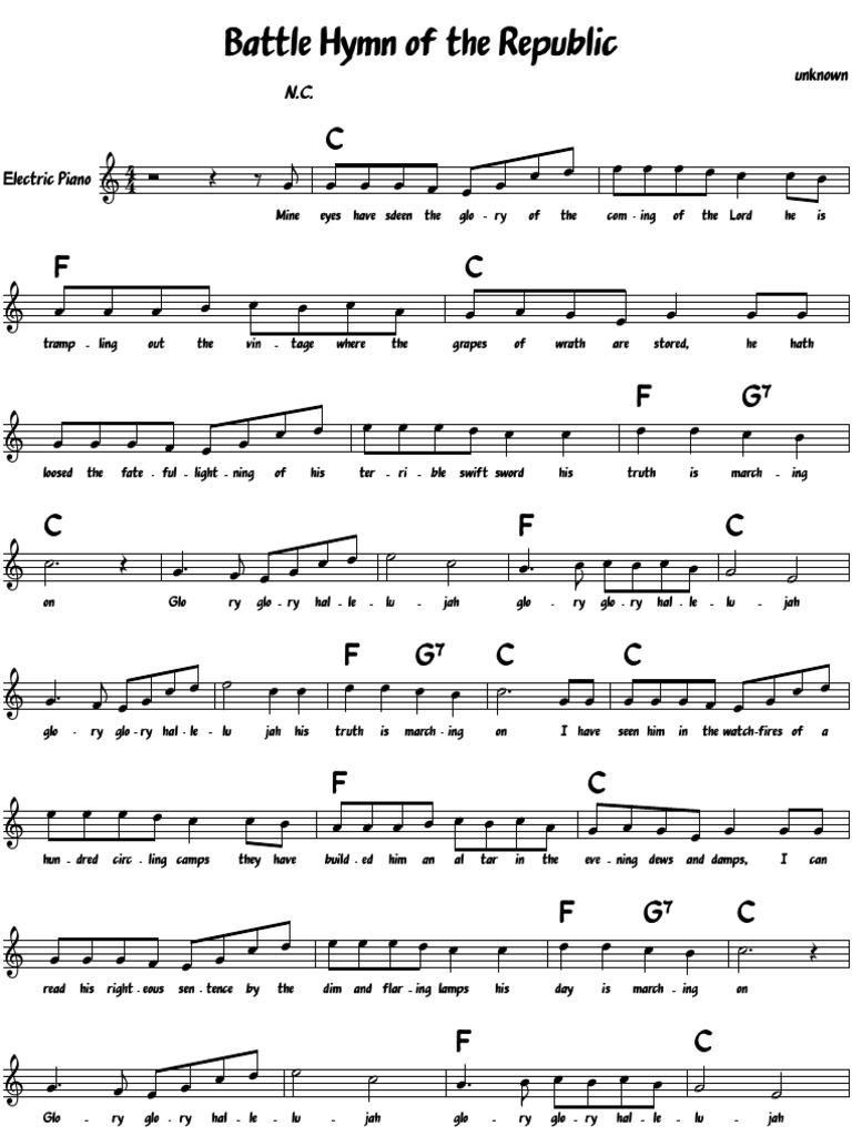 Battle Hymn of The Republic | PDF | Songs | Political Songs