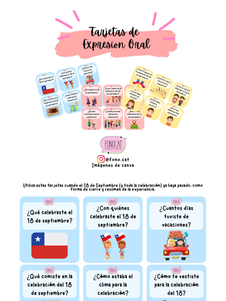 Tarjetas de Expresión Oral (18cheras) | PDF