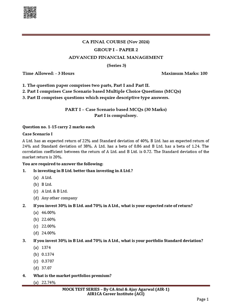 AFM 3 Question Paper | PDF