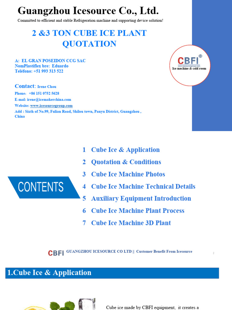 CBFI-2&3T Cube Ice mahcine quotation | PDF